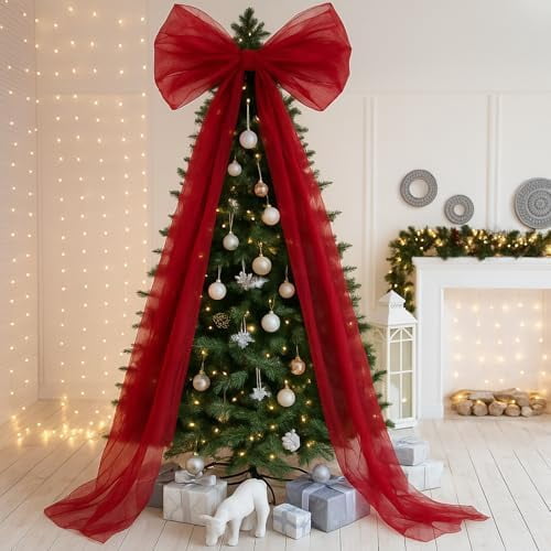 Extra Large Christmas Tree Topper Bow 70 x 36 Red Giant Oversized Tree ...