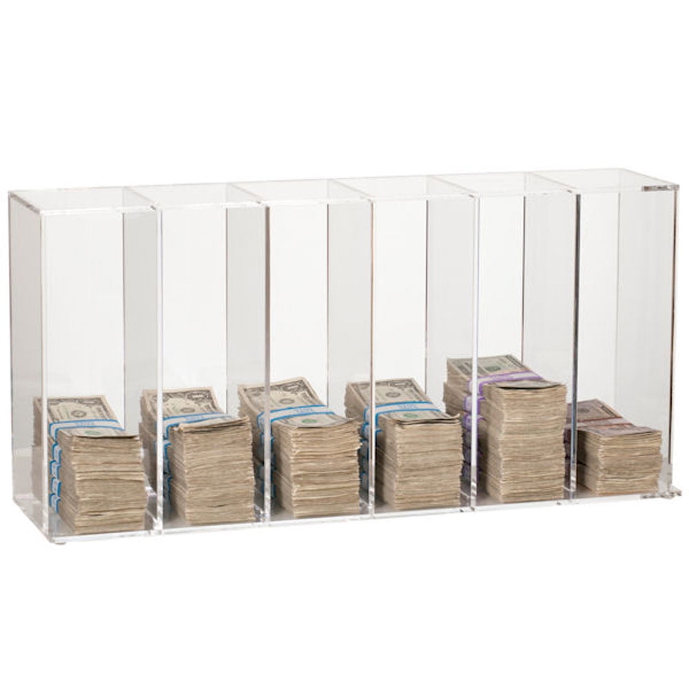 Extra Large Clear Currency Tray - 6 Pocket - Clear Acrylic - Currency ...