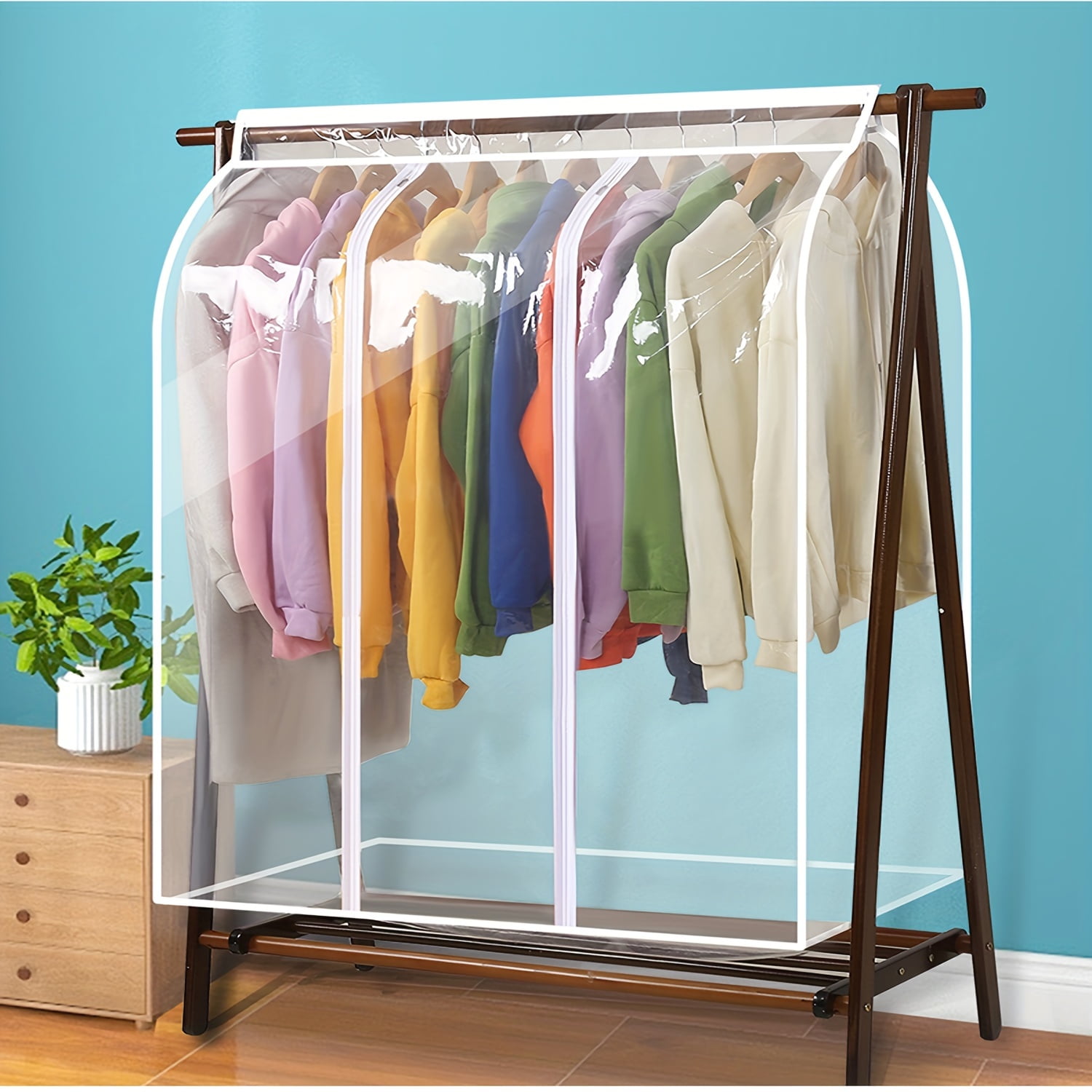 Extra Large Clear Hanging Garment Bag with Zipper Closure - Transparent ...