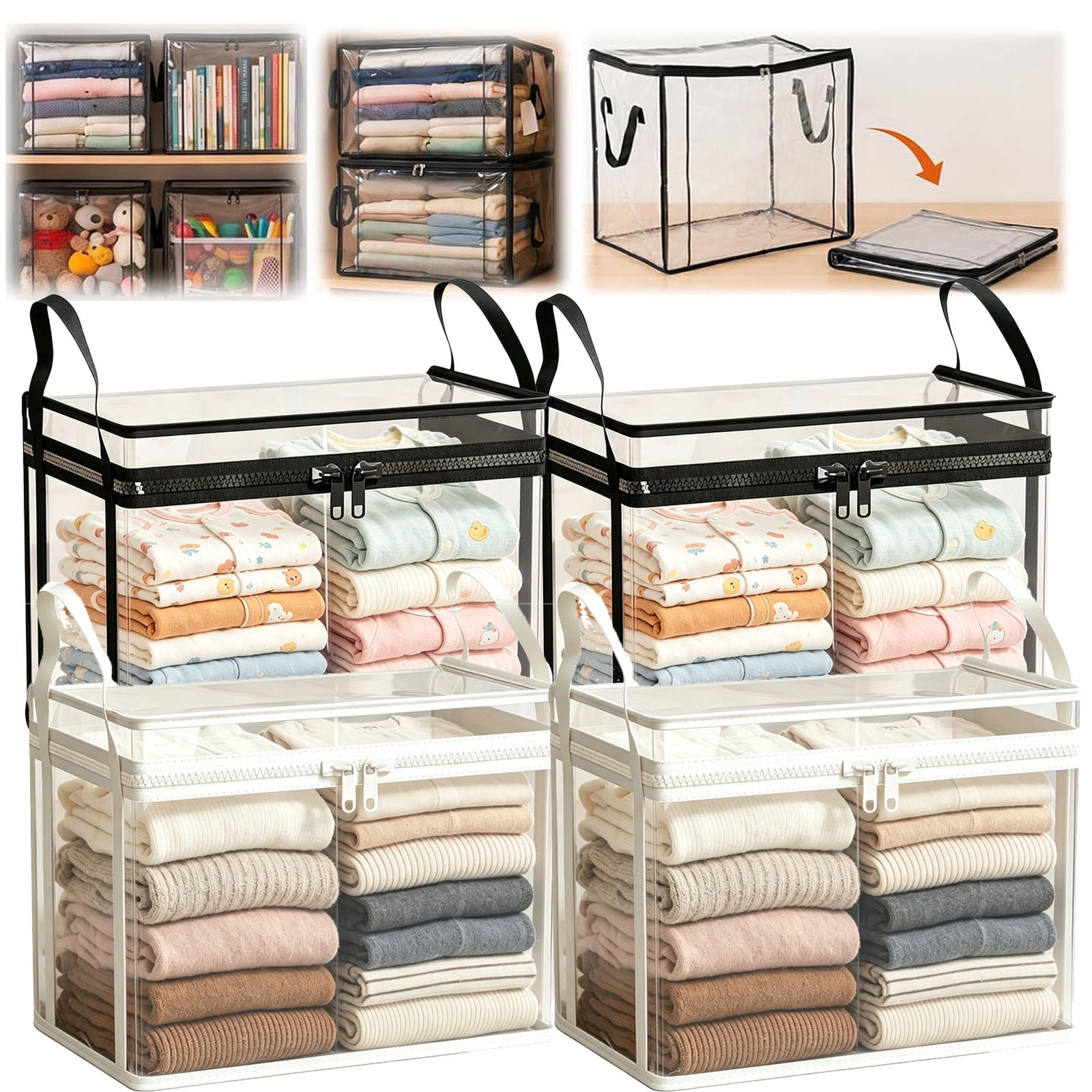 Extra Large Clear PVC Storage Bags with Zipper Handles, 15"x12.4"x12.6 ...