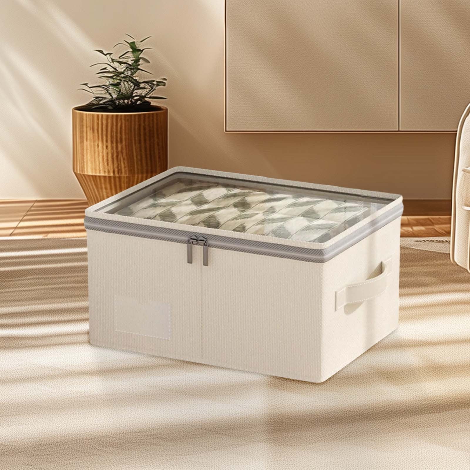 Extra Large Clear Storage Bins with Double Zipper, Heavy Duty Fabric ...