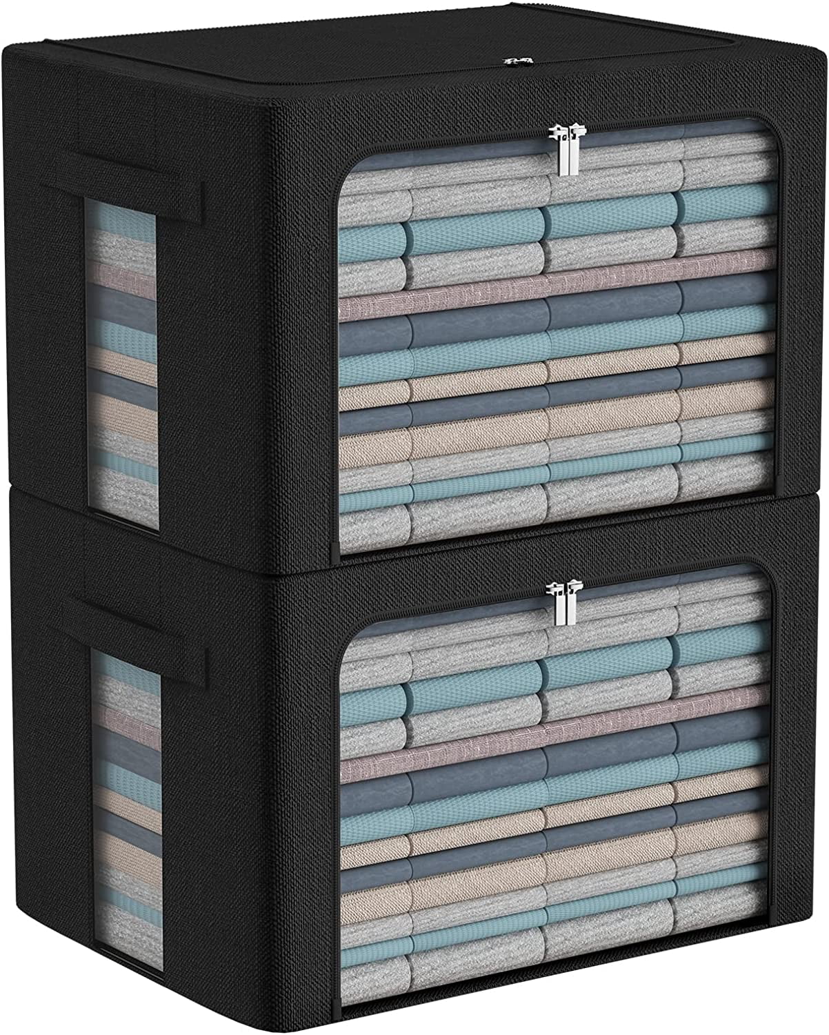 Extra Large Clothes Storage Bins Box - Linen Fabric Foldable Stackable ...