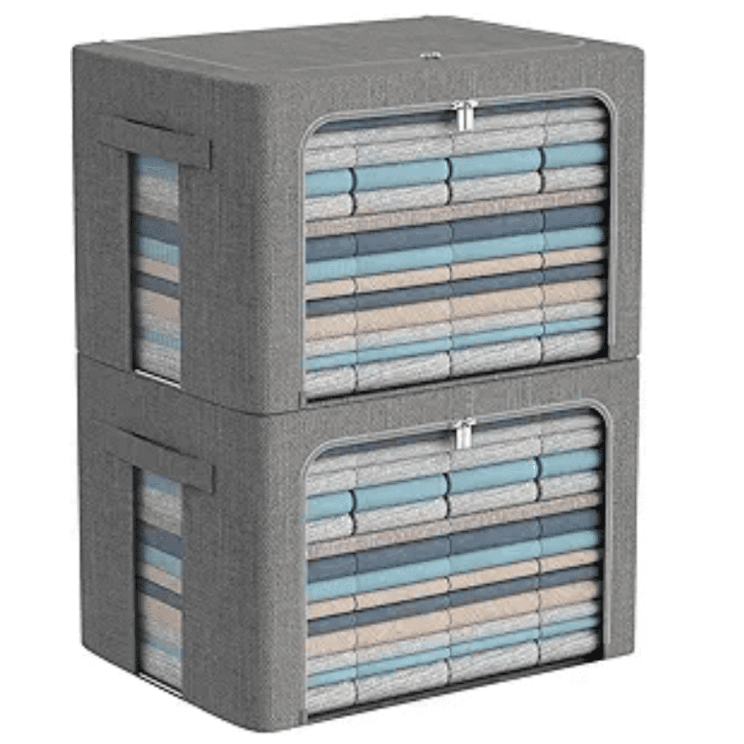 Extra Large Clothes Storage Bins - Linen Fabric Foldable Stackable ...