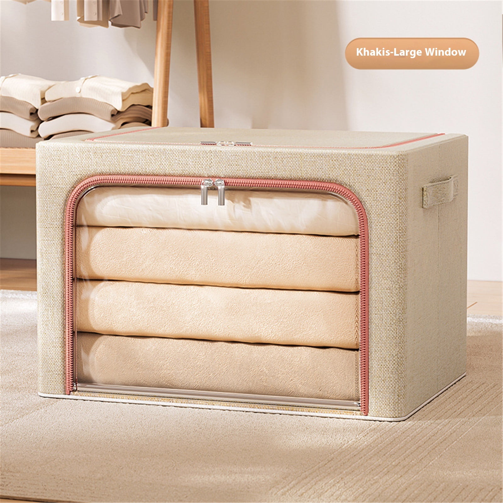 Extra Large Clothes Storage Bins - Linen Fabric Foldable Stackable ...