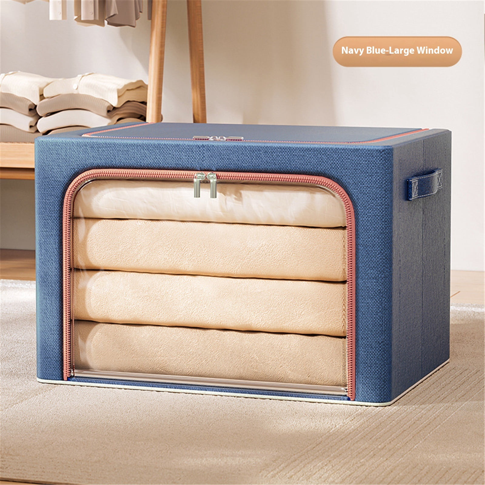 Extra Large Clothes Storage Bins - Linen Fabric Foldable Stackable ...