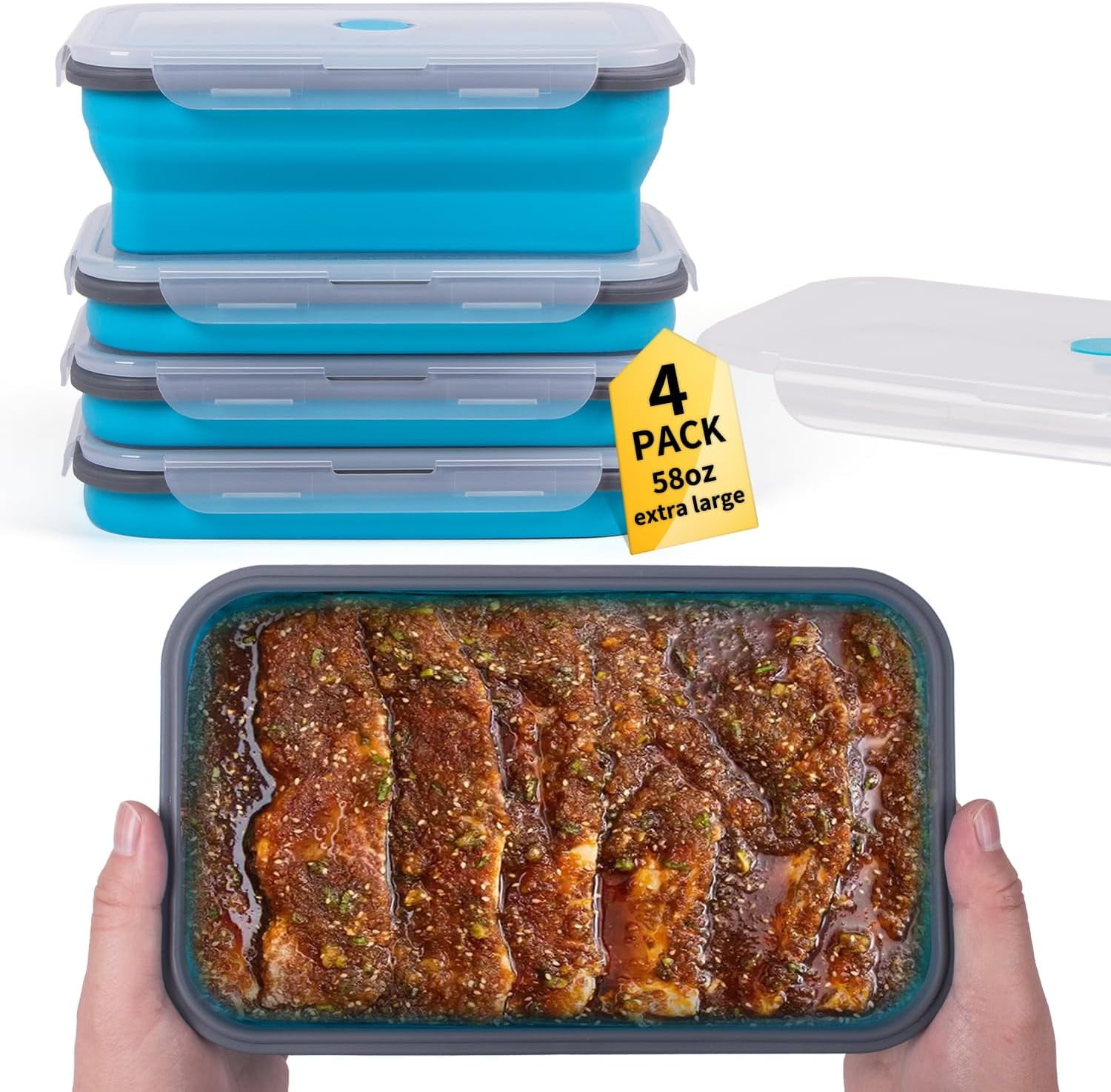 Extra Large Collapsible Food Storage Containers with Lid & Air Vent, 58 ...