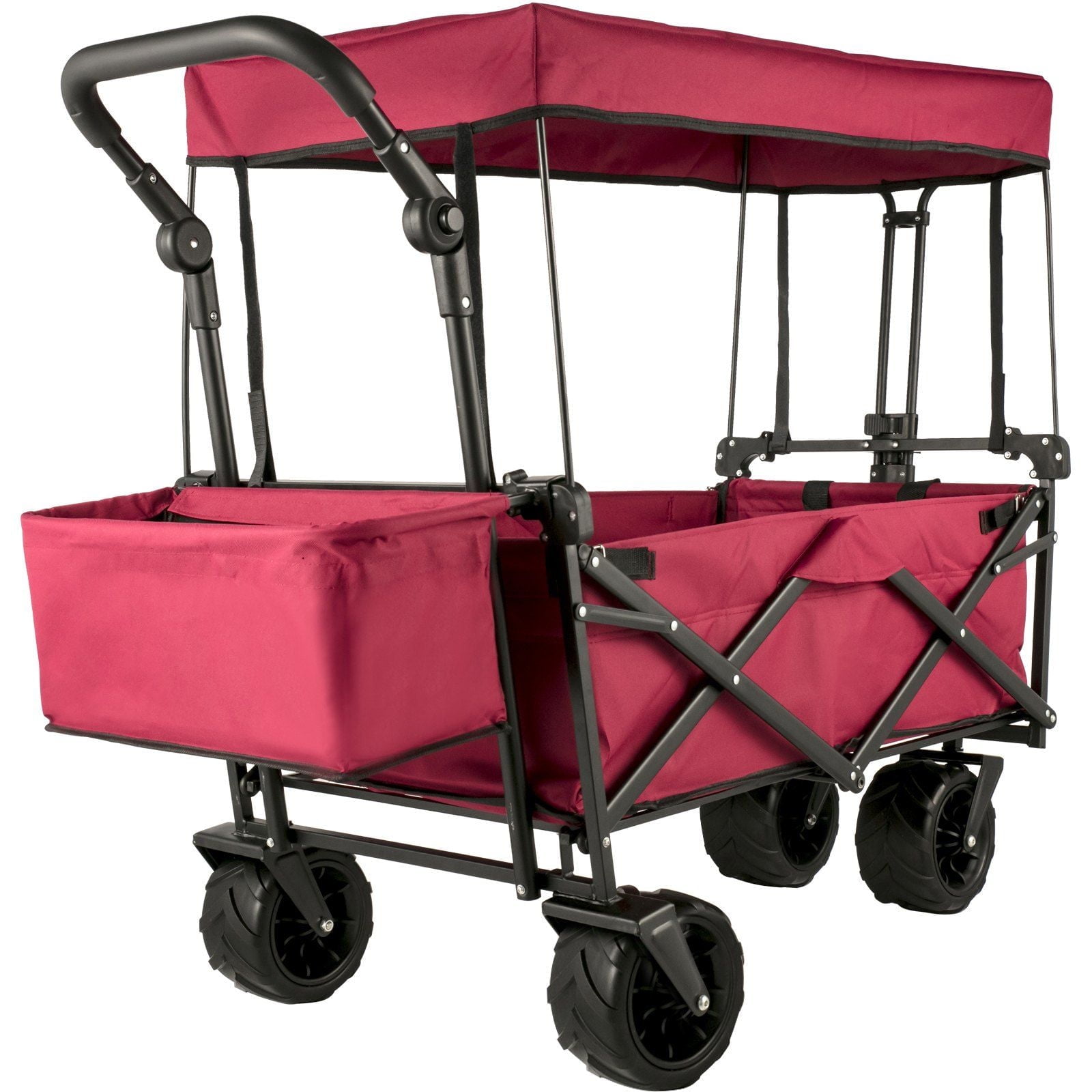 Extra Large Collapsible Garden Cart with Removable Canopy, Wagon Cart ...
