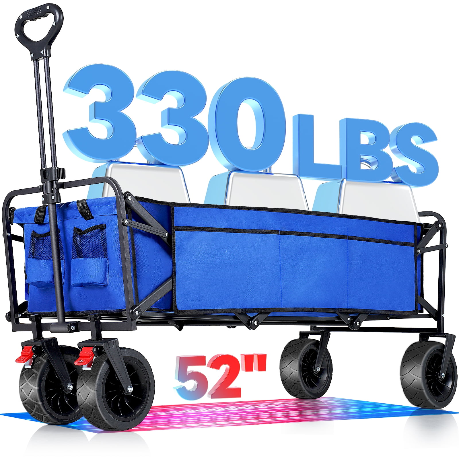 Extra Large Collapsible Garden Cart, Vecukty Folding Camp Wagon Utility ...