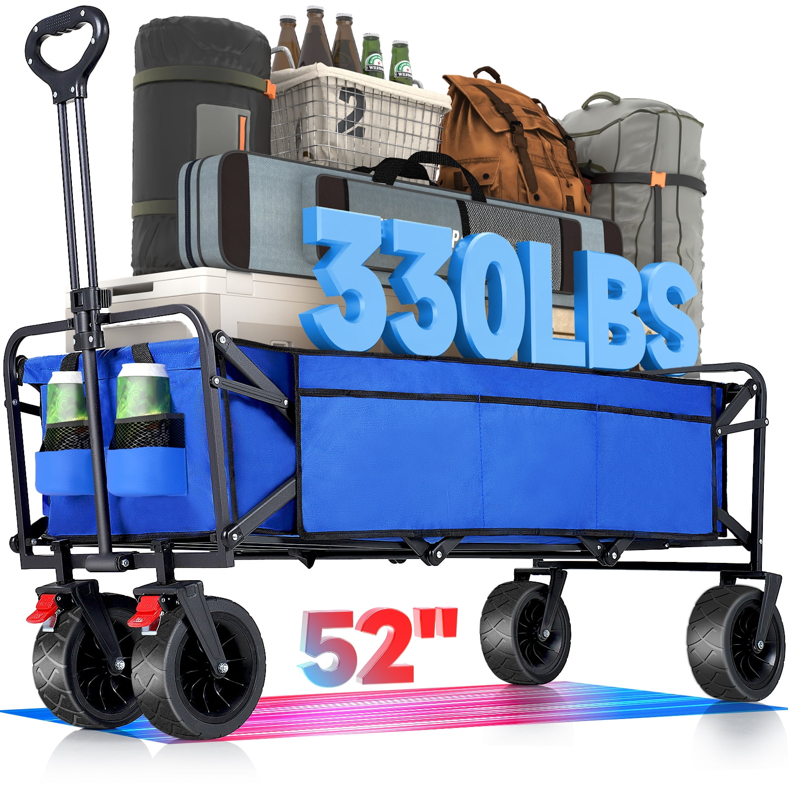 Extra Large Collapsible Garden Cart, Vecukty Folding Camp Wagon Utility ...