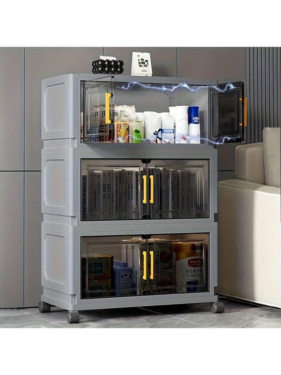 Extra Large Collapsible Storage Bins with Wheels & Doors, Wide Foldable ...