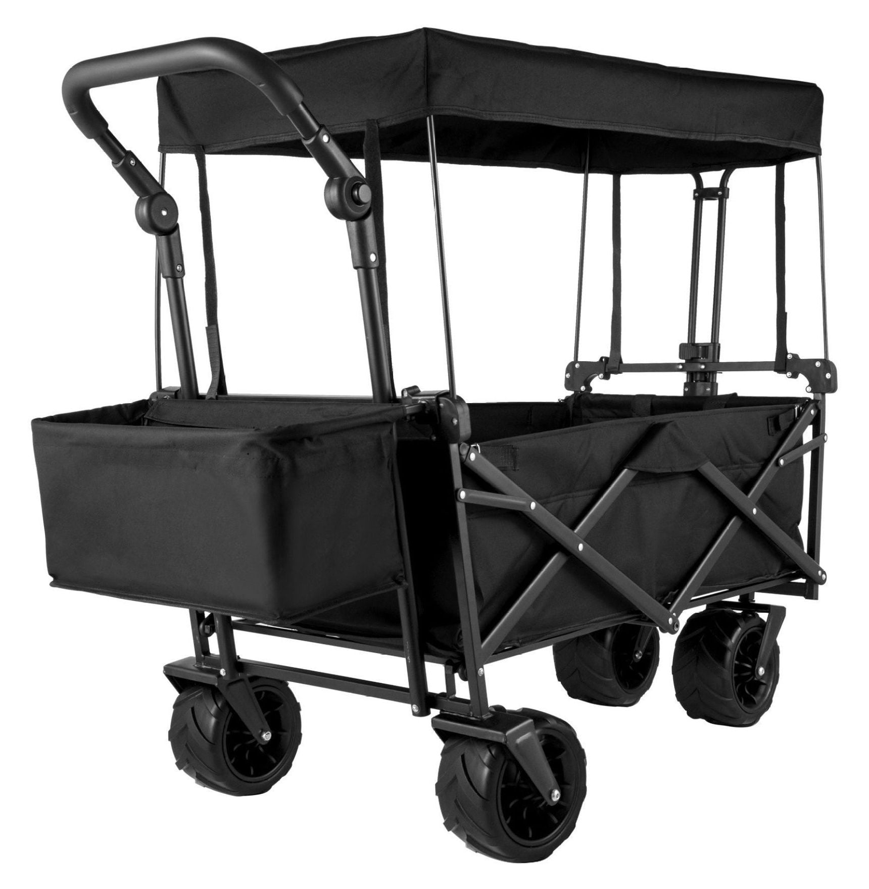 Extra Large Collapsible Wagon with Canopy, Folding Garden Cart with ...