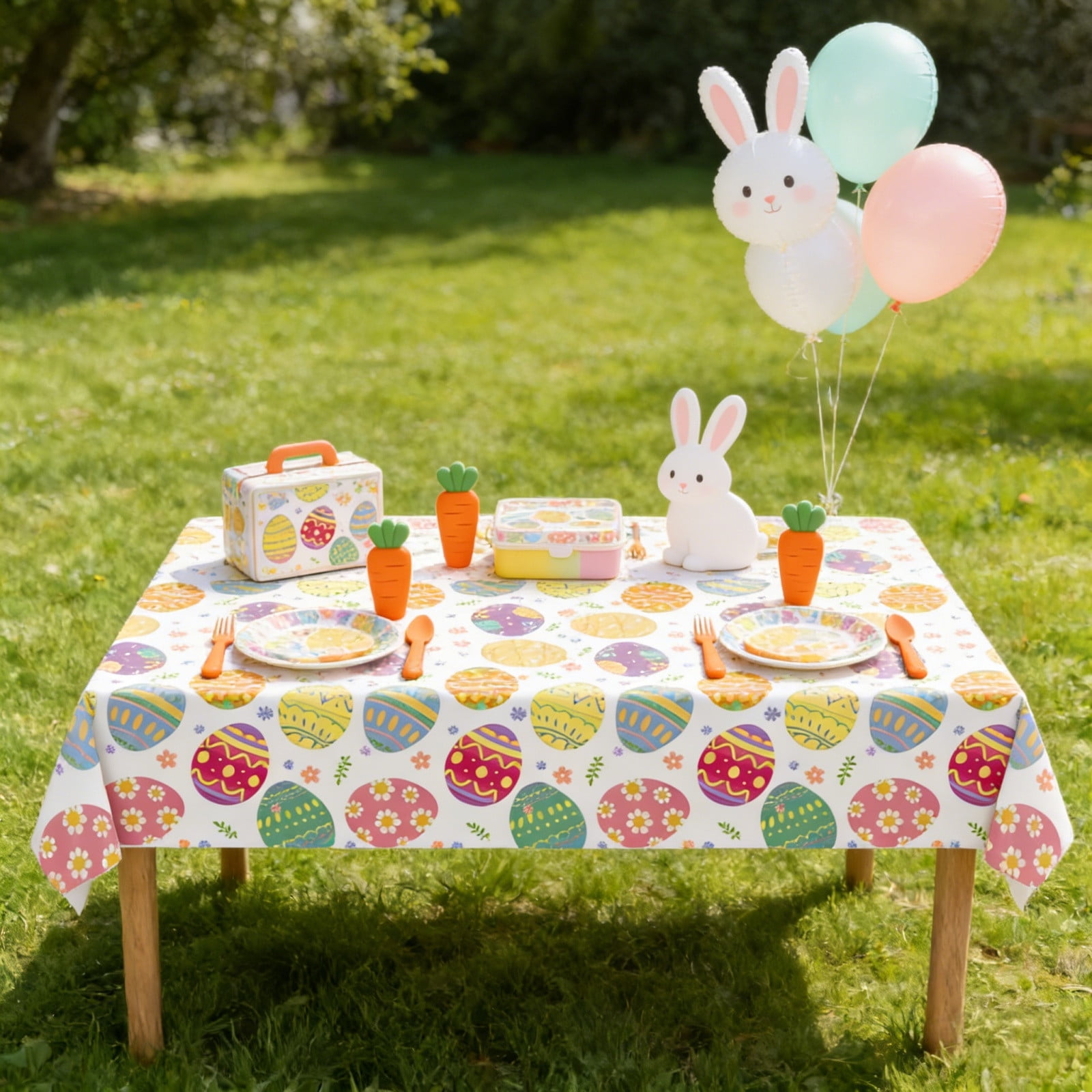 Extra Large Colorful Rectangular Plastic Table Cover, Easter Tablecloth ...