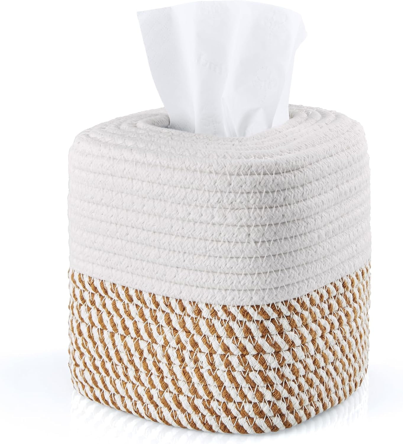 Extra Large Cotton Tissue Box Cover Square - Handwove Rope Tissue Box ...