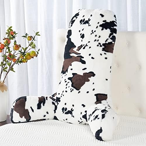Extra Large Cow Print Backrest Reading Bed Rest Pillow with Arms and ...