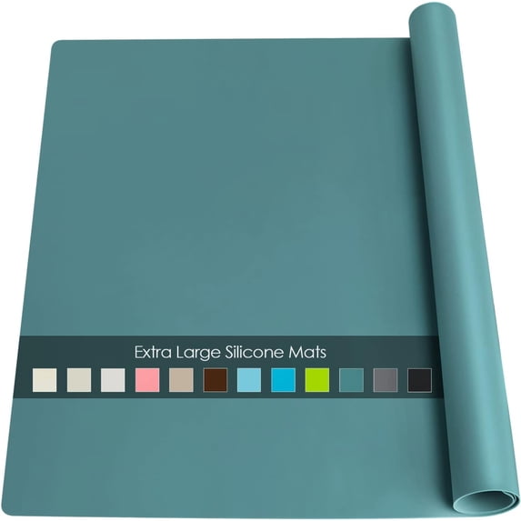 Extra Large Dark Green Countertop Mat - Silicone Table Kitchen Desk Mat ...