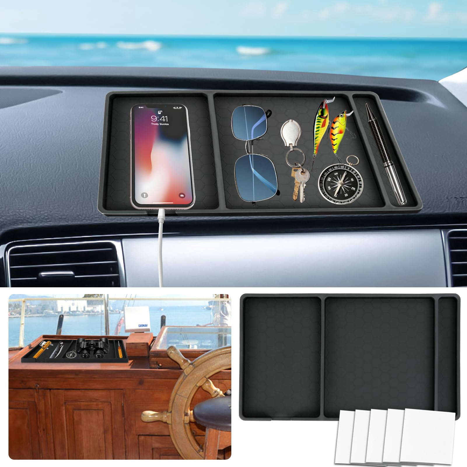 Extra Large Dashboard Mat for Car, 13.4" X Rubber Anti-Slip Dash Pad ...