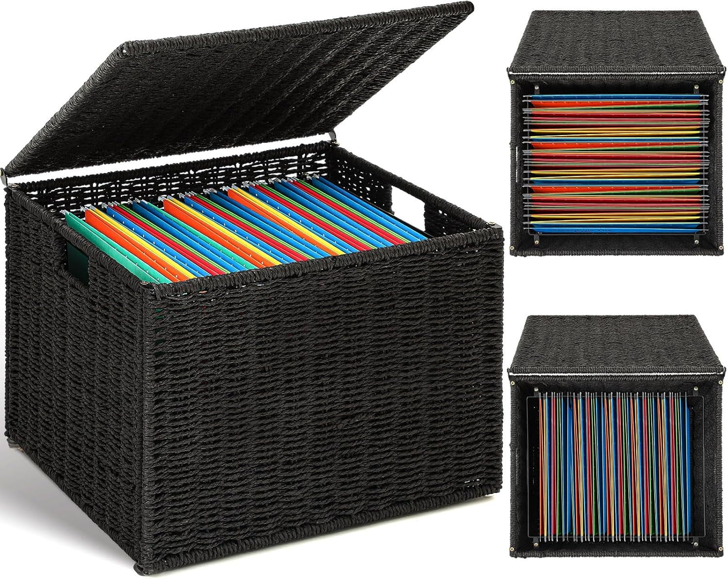 Extra Large Decorative File Box Seagrass File Box Organizers for Letter ...