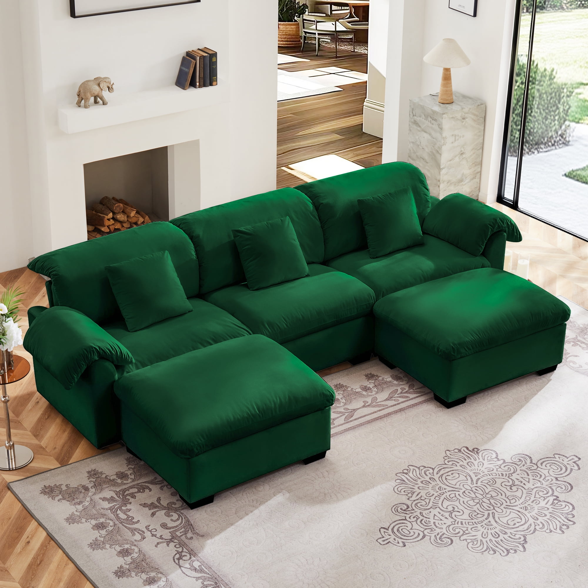 Extra Large and Deep Seat 3 - Seat U Shaped Sectional Sofa Couch With ...