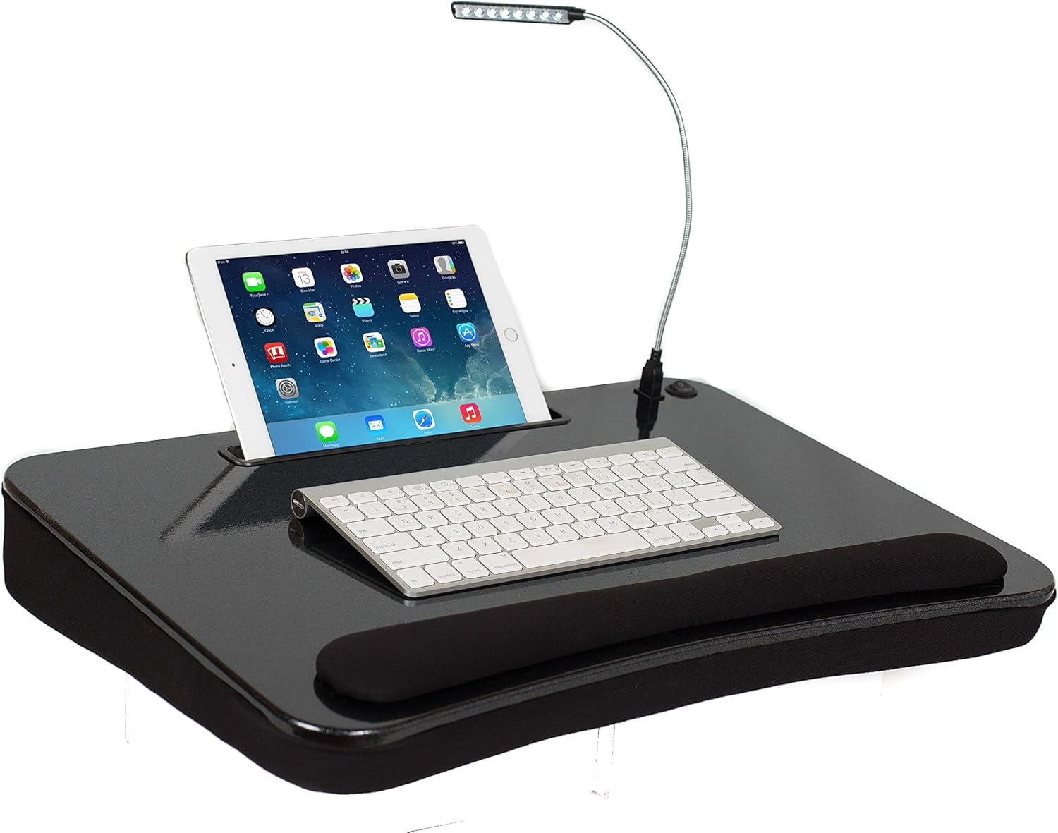 Extra Large Deluxe Lap Desk with Tablet Slot | USB Light | Fits Laptops ...
