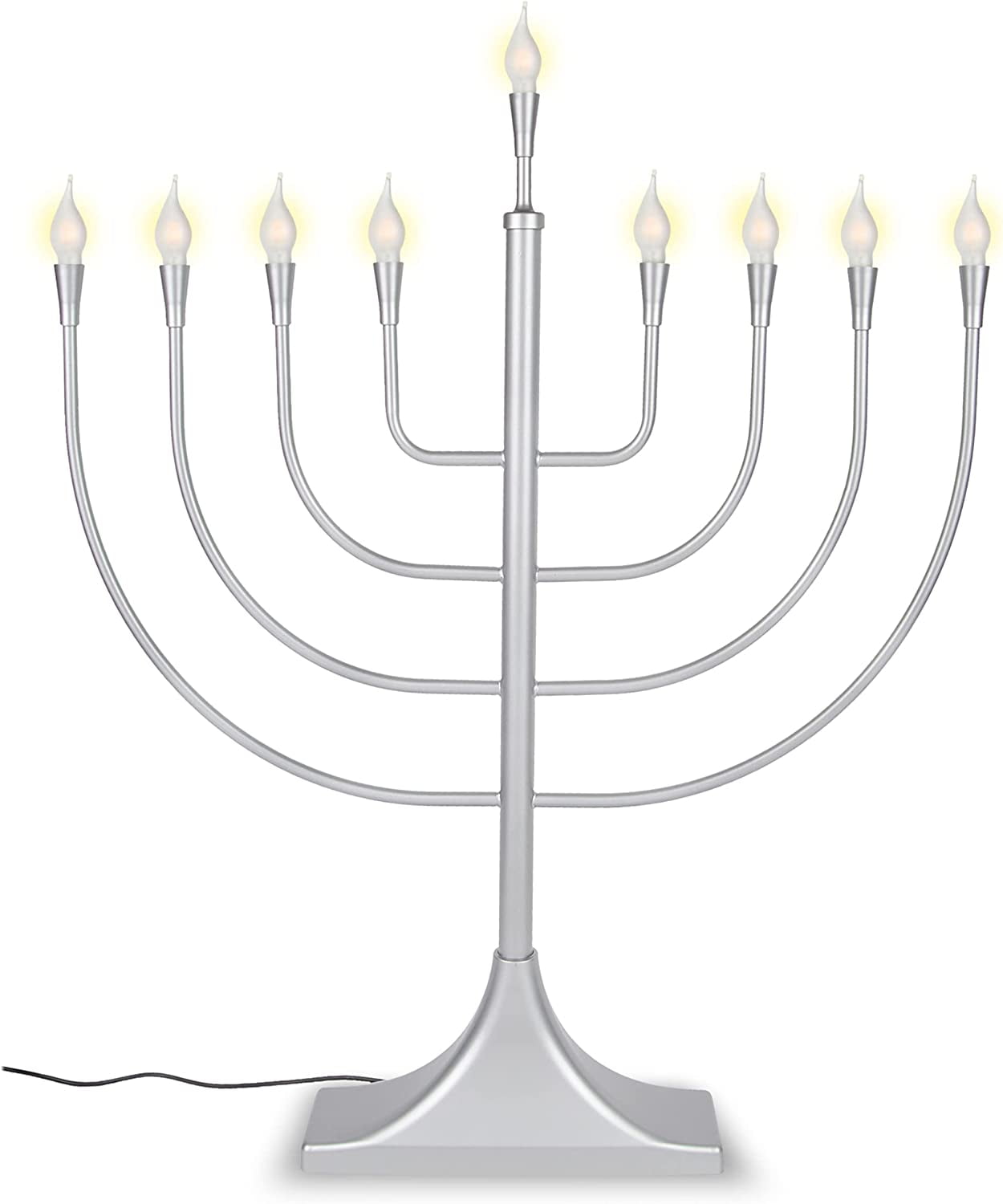 Extra Large Display Electric Menorah Satin Silver 23" Tall - with Flame ...