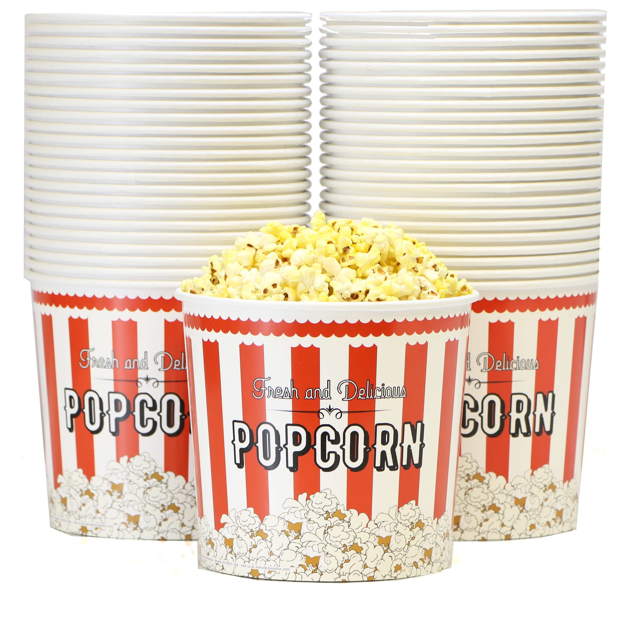 Extra Large Disposable Popcorn Buckets- Vintage Red and White (130 Oz ...