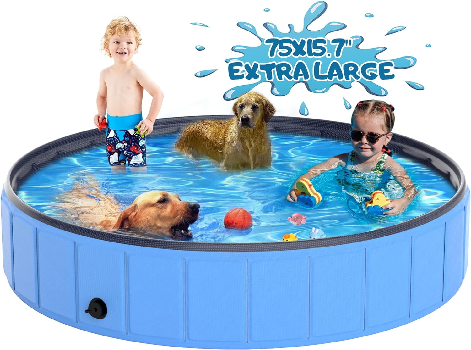 Extra Large Dog Pool Foldable Plastic Pool for Large Dogs,1mm Durable ...