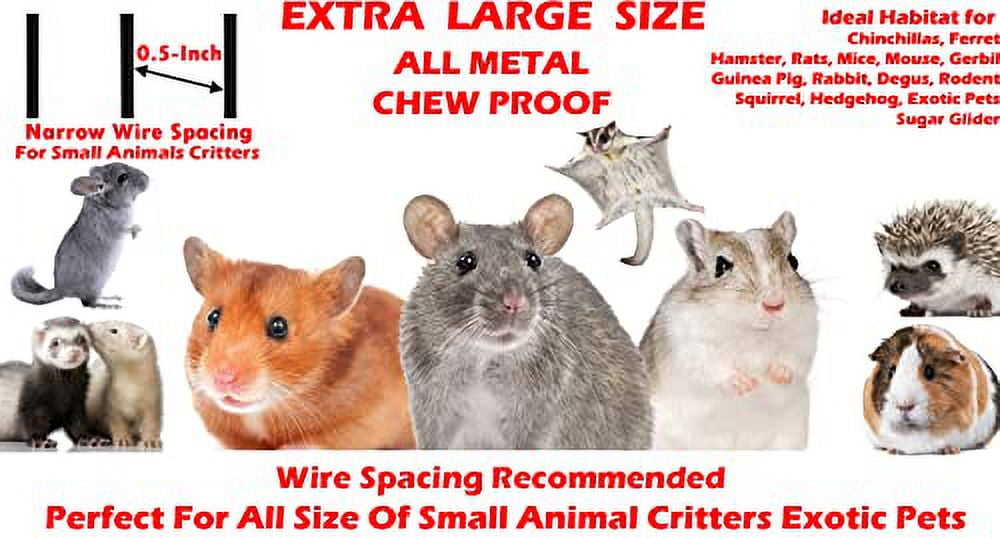 Extra Large Double 3-Levels Small Animals Critters Wrought Iron Chew ...