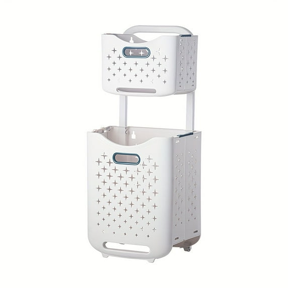 Extra Large Double Laundry Basket - Foldable Design with 4 Wheels ...