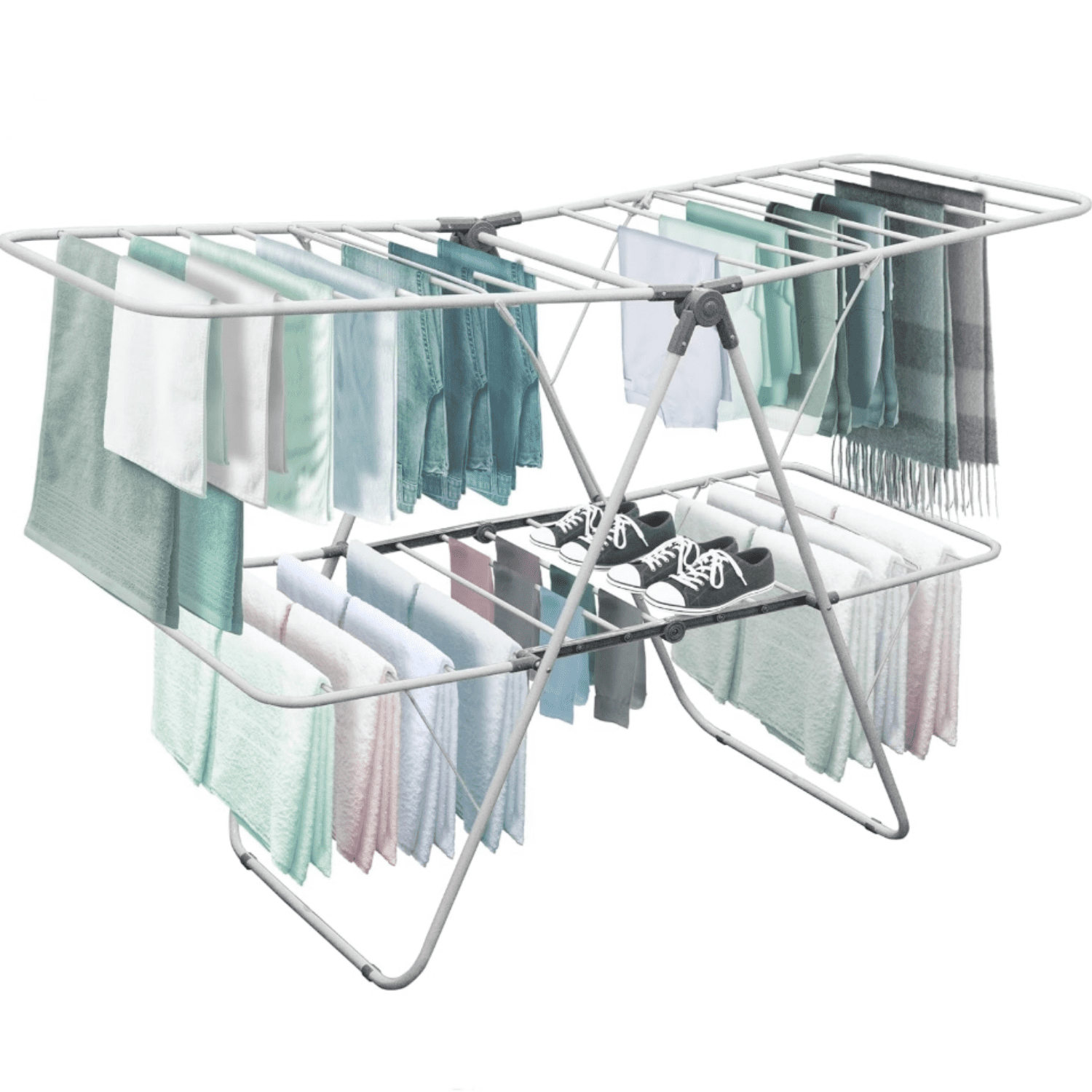 Extra Large – Double Spaced - 2 Tier Collapsible Clothes Drying Rack ...