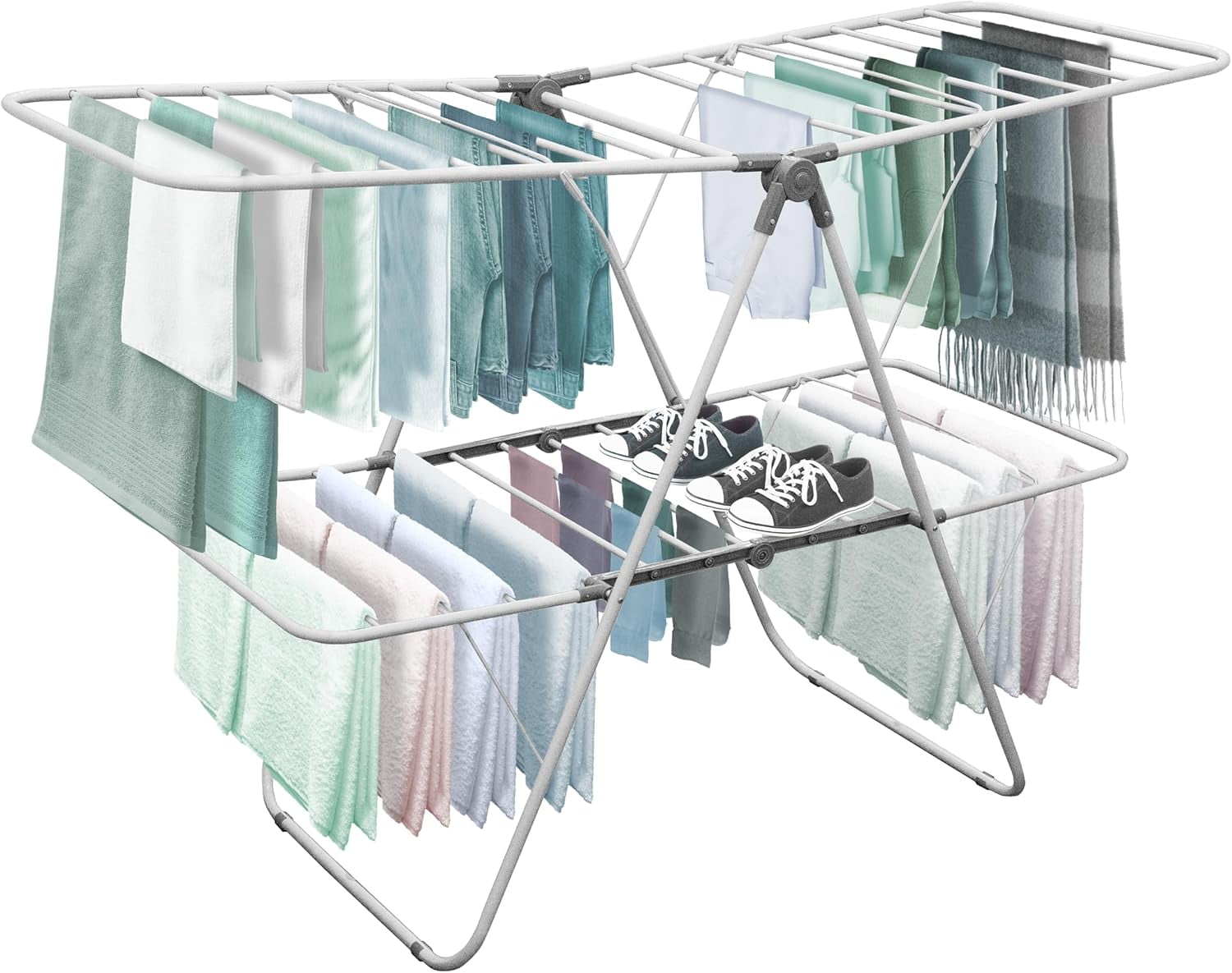Extra Large – Double Spaced - 2 Tier Collapsible Clothes Drying Rack ...