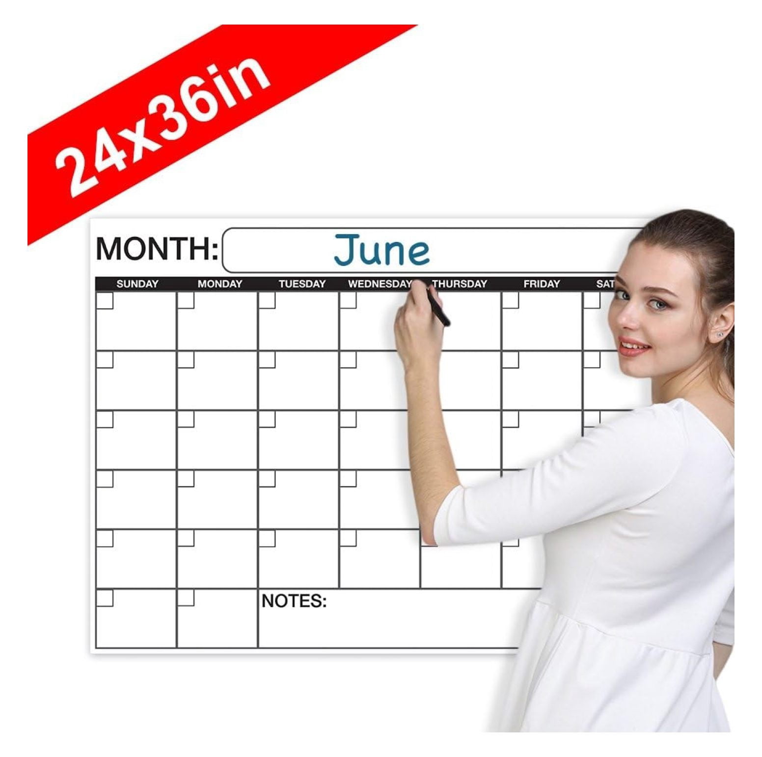 Extra Large Dry Erase Calendar 24x36 - Wall Planner Organizer for Home ...