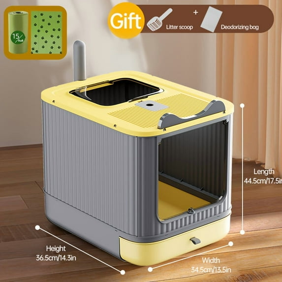 Extra Large Enclosed Cat Litter Box Furniture - Odor Control Easy Clean Modern Multi-Cat ...