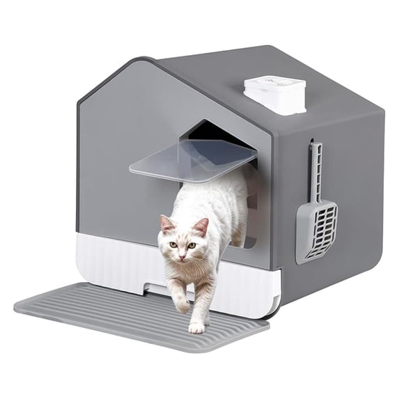 Extra Large Enclosed Cat Litter Box with Mat and Litter , Odorless ...