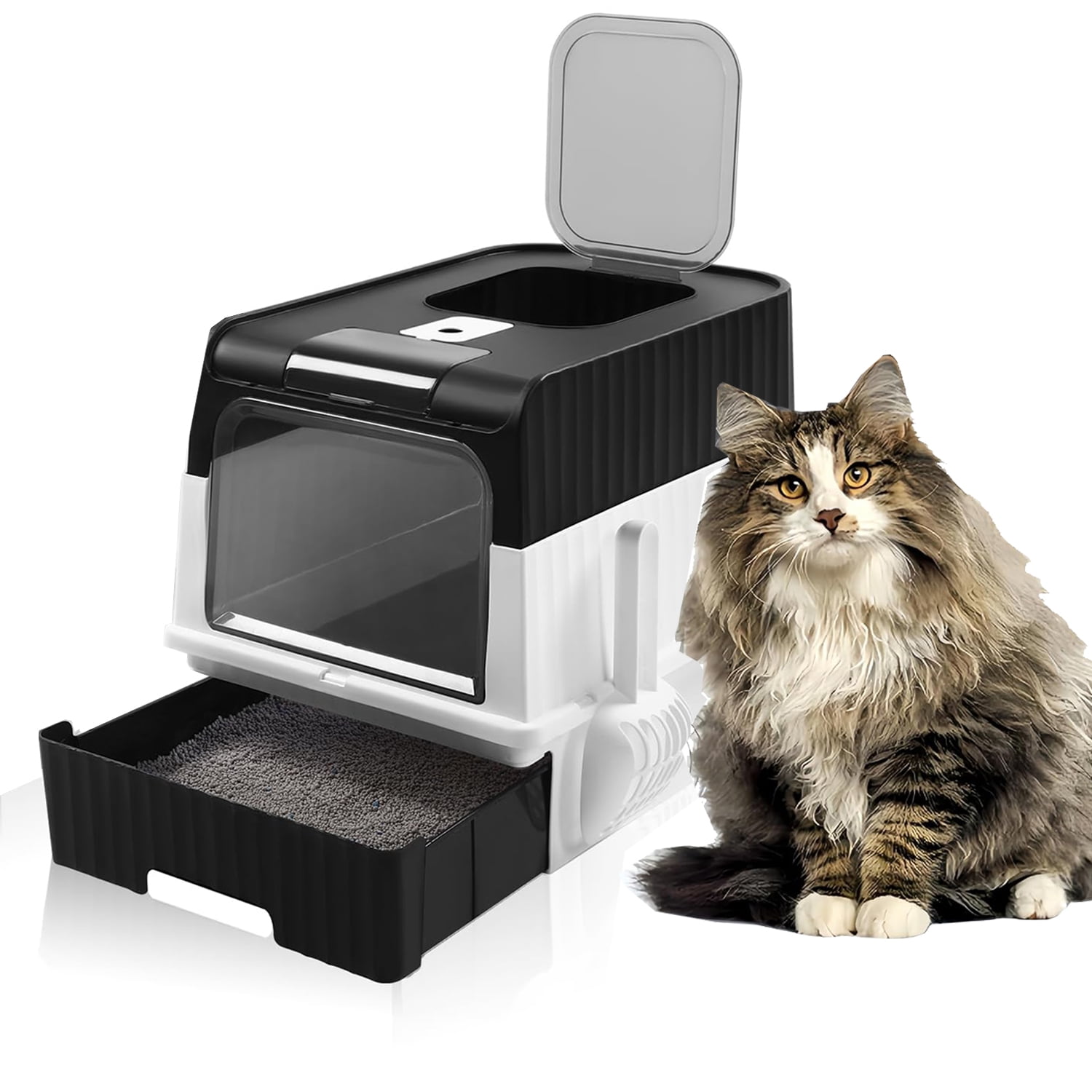 Extra Large Enclosed Litter Pan Large, splash-proof drawer litter box ...