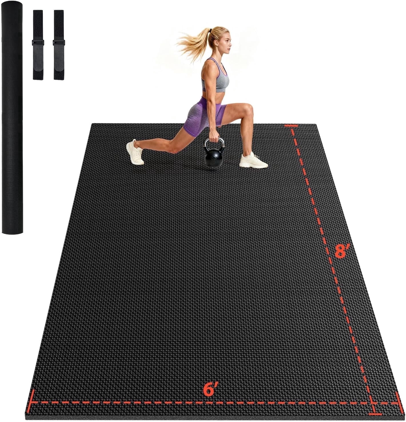 Extra Large Exercise Ma 8'x6' - 7mm Thick Non-Slip Workout Mat for Home ...