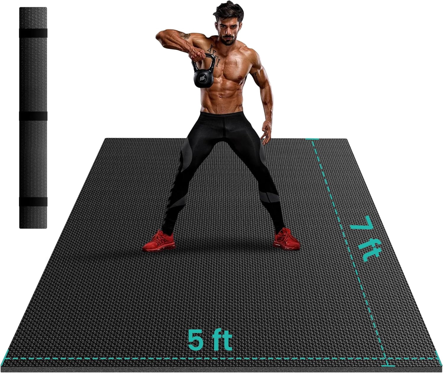 Extra Large Exercise Mat, 7'x5' 8'x6' 10'x6' (8mm) Thick Workout Mats ...