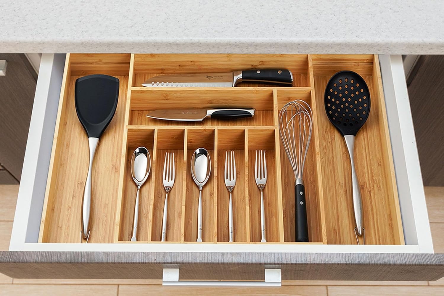 Extra Large Expandable Kitchen Siverware Utensils Drawer Organizer, 19 ...