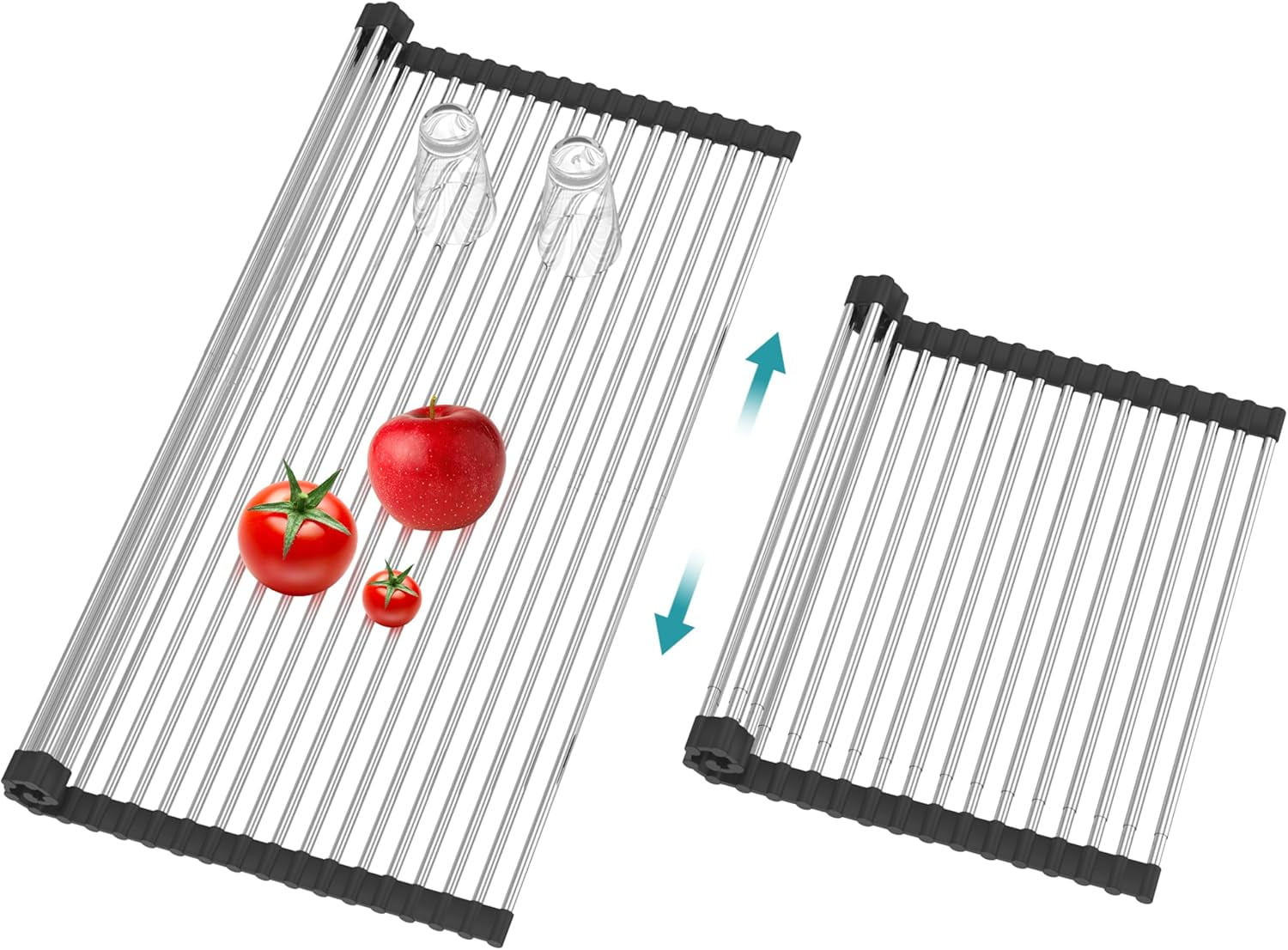 Extra Large Expandable Roll Up Dish Drying Rack,Over The Sink Drying ...