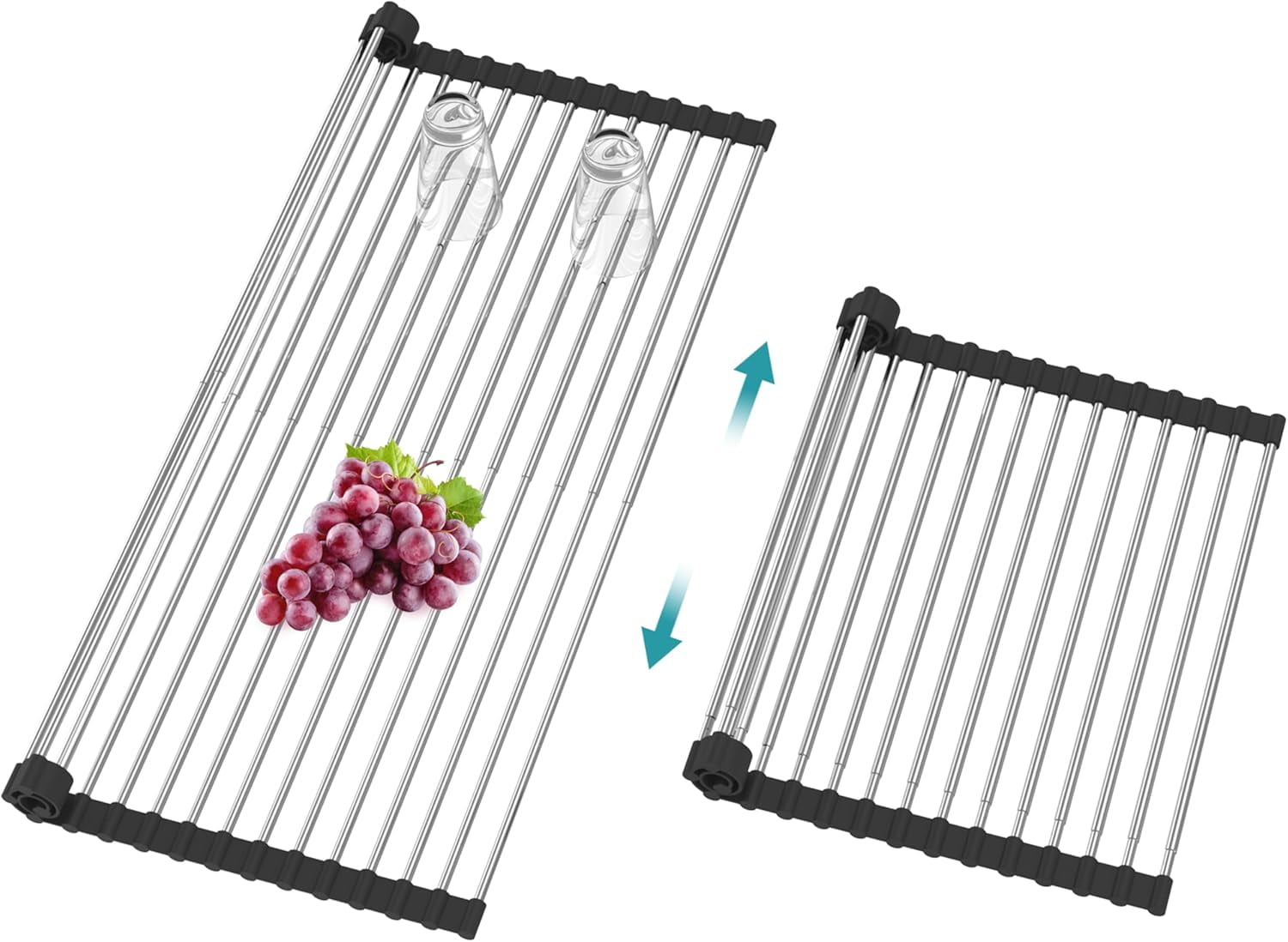 Extra Large Expandable Roll Up Dish Drying Rack,Over The Sink Drying ...