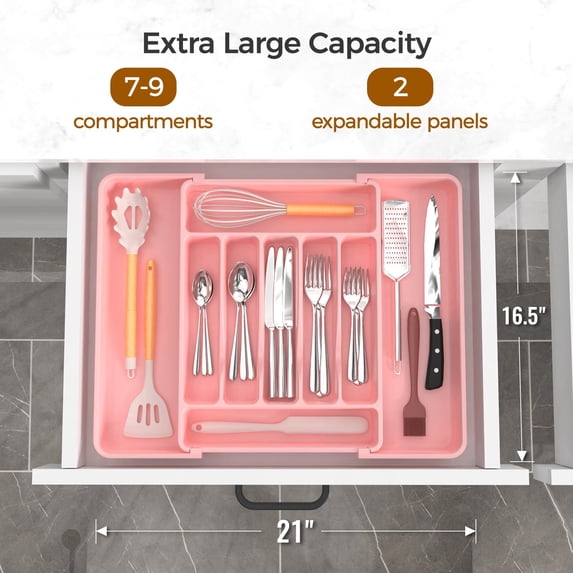 Extra Large Expandable Silverware Organizer, Cutlery Flatware Organizer ...