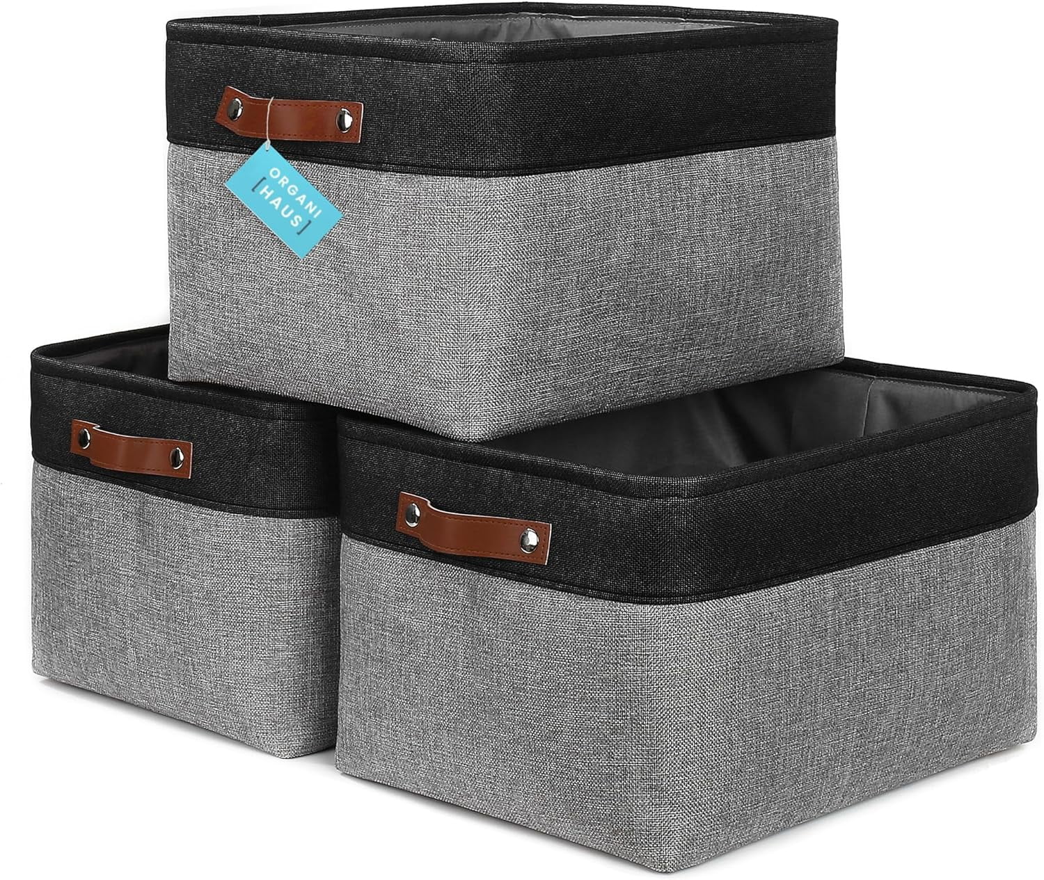 Extra Large Fabric Storage Baskets for Shelves 3 Pack | 16x13in Closet ...