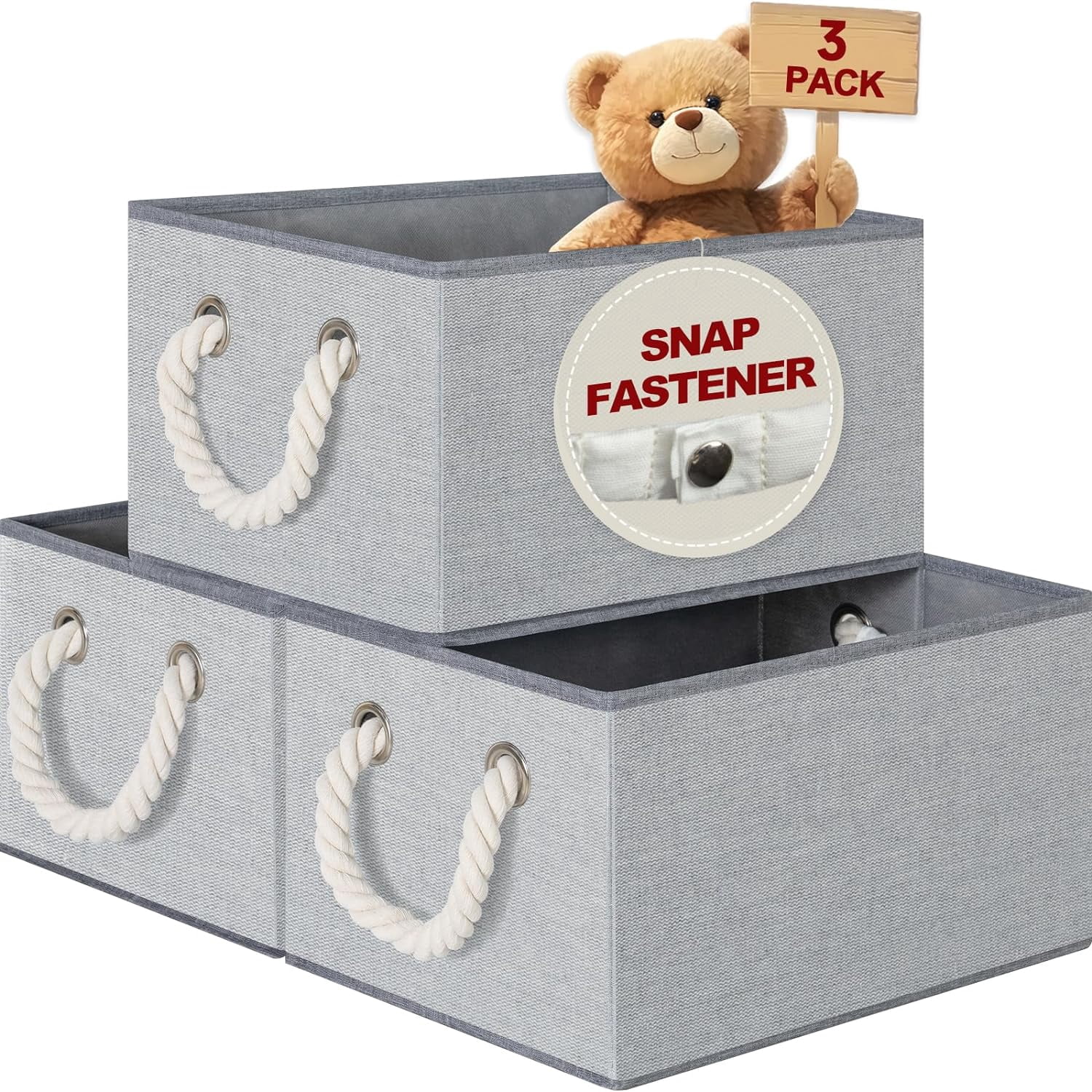 Extra Large Fabric Storage Bins for Shelves with Handles 3 Pack ...