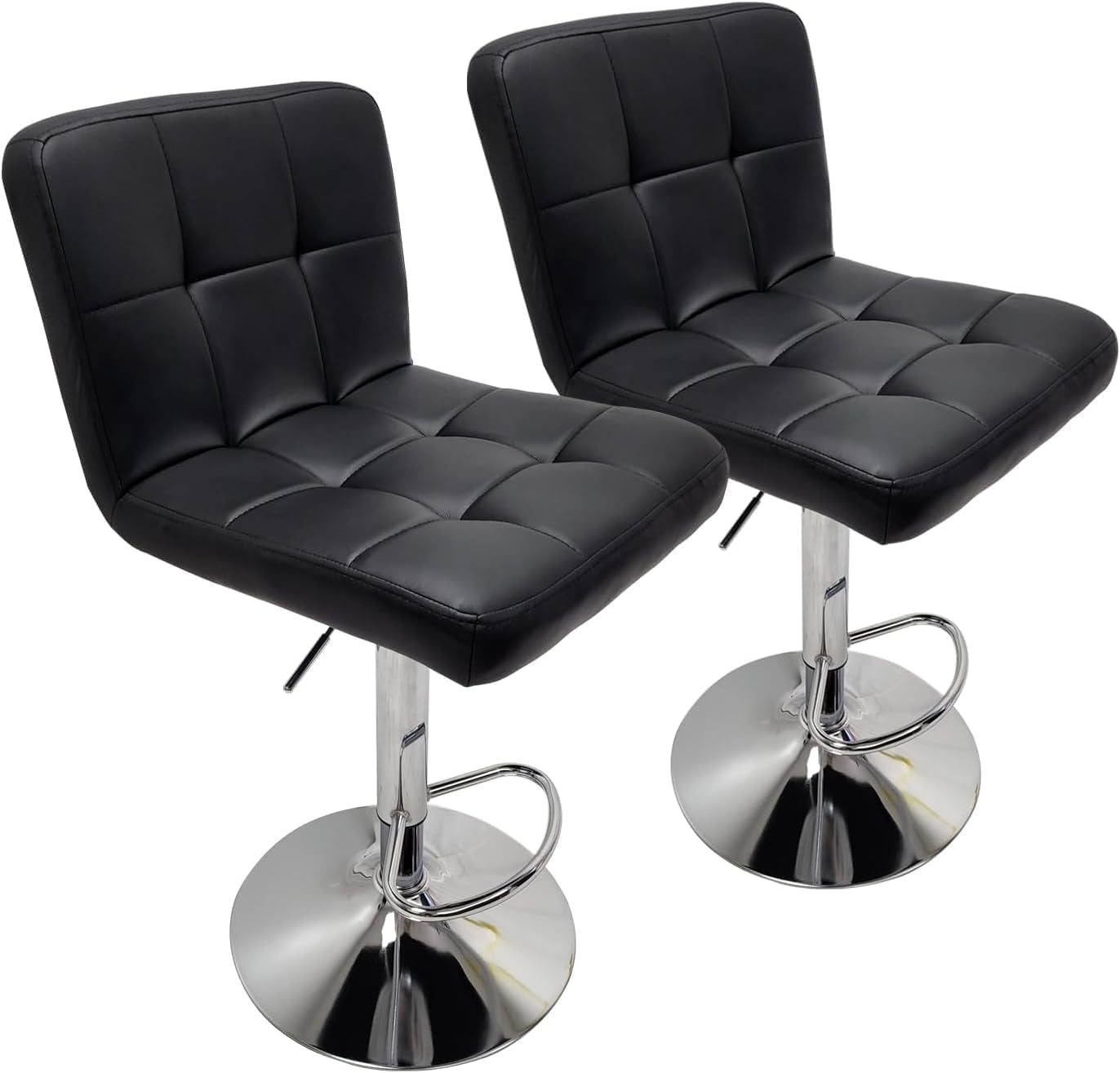 Extra Large Faux Leather Barstools SET of 2 - Modern Adjustable Counter ...