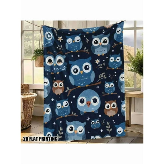 Extra Large Flannel Plush Blanket - Soft White Owl Print with Snowy Owl ...