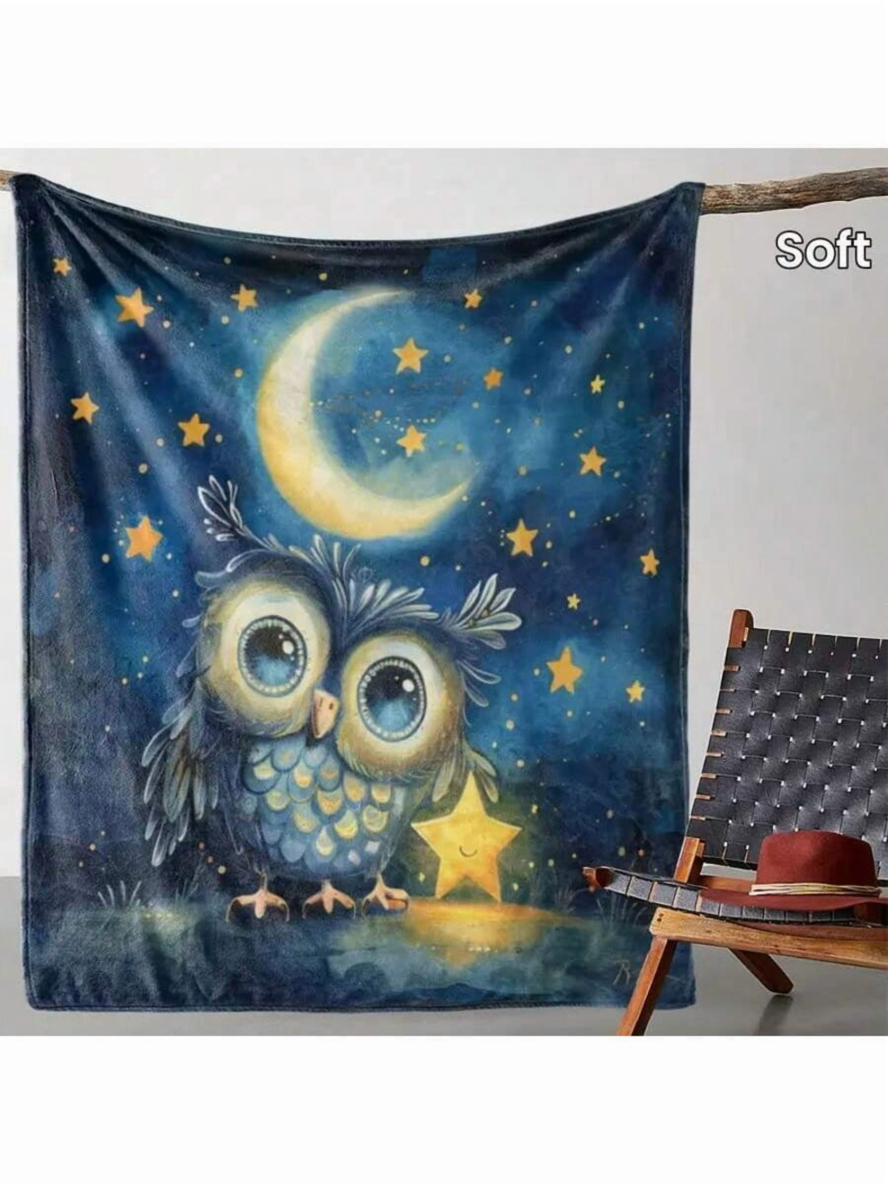 Extra Large Flannel Plush Blanket - Soft White Owl Print with Snowy Owl ...