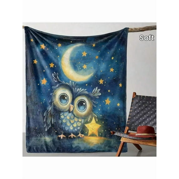 Extra Large Flannel Plush Blanket - Soft White Owl Print with Snowy Owl ...
