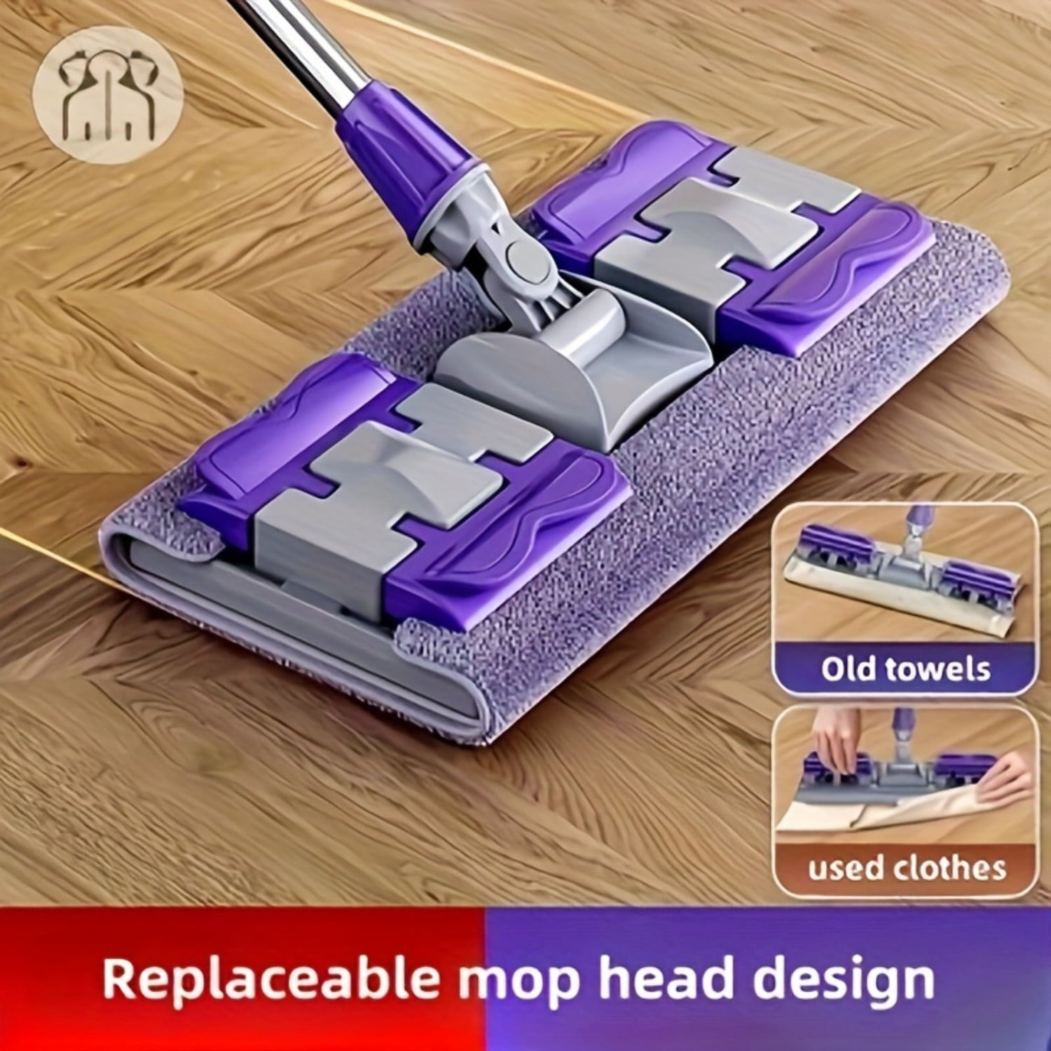 Extra Large Flat Mop Set with 2 Reusable Pads - Stainless Steel ...