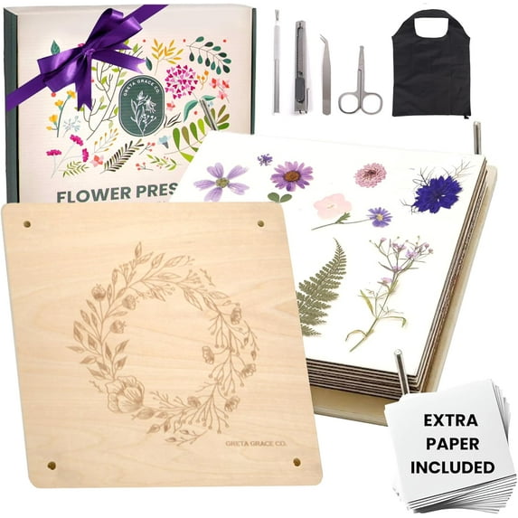 Extra Large Flower Press Kit | 11"x11" 10 Layers Wooden Pressing Boards ...