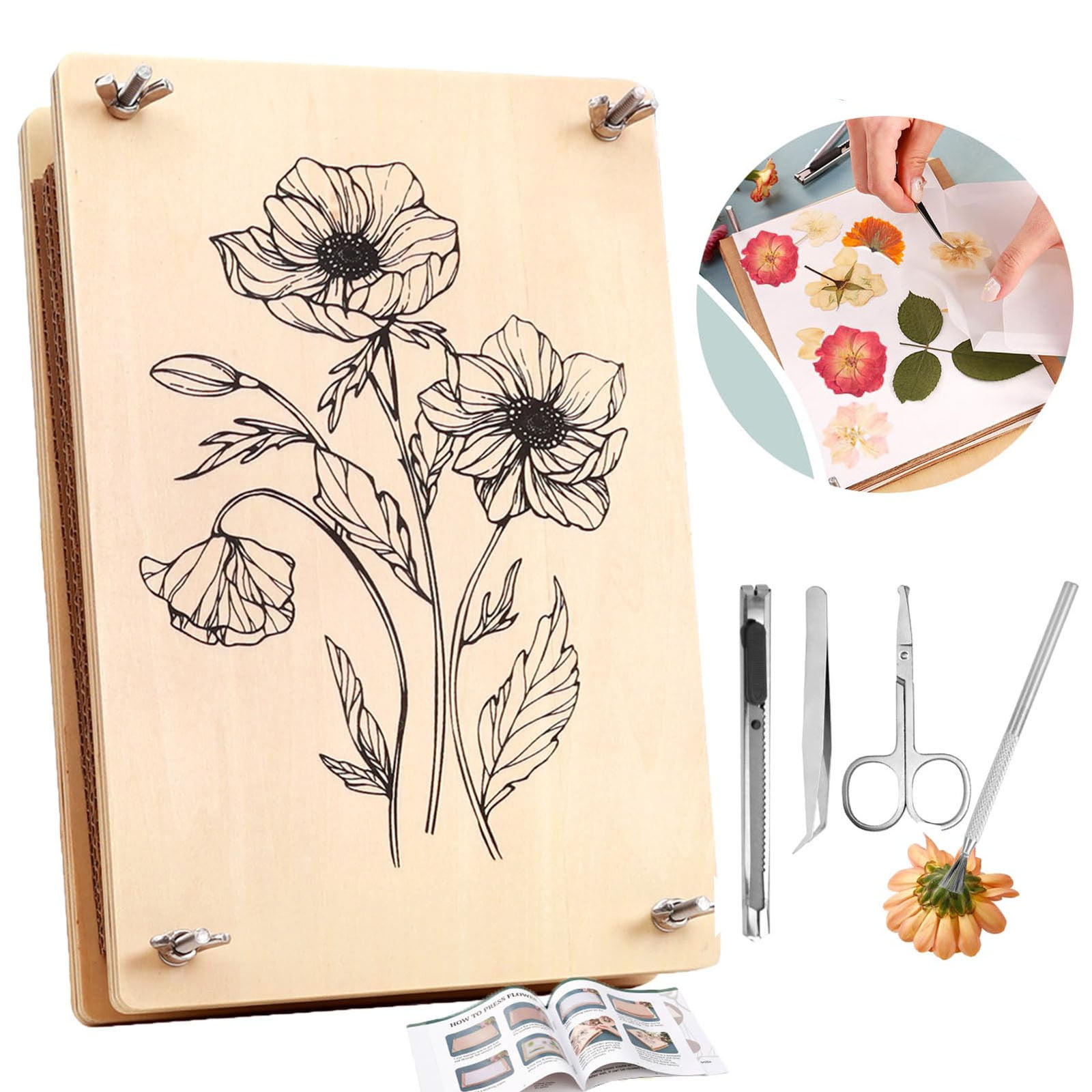 Extra Large Flower Press Kit | 11"x7" 6 Layers | Premium Wooden Flower ...