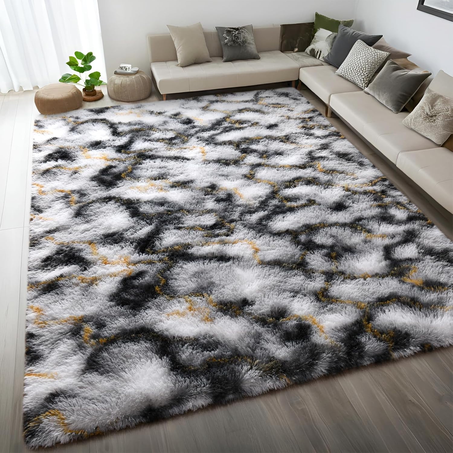Extra Large Fluffy Area Rug, 6x9 ft Modern Indoor Carpets for Living ...
